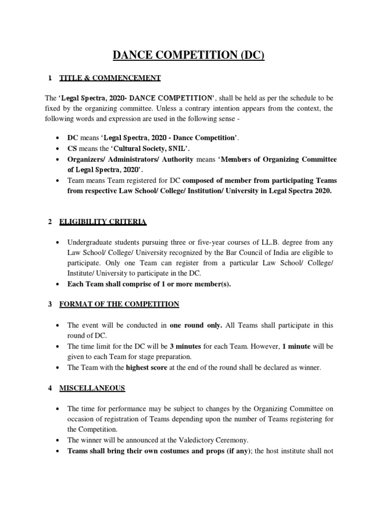 Dance Competition Rules | PDF | Law School | Virtue