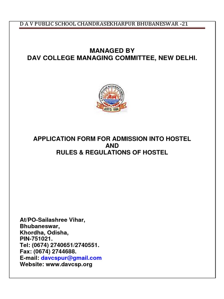 Hostel Admission Form 2017 | PDF | Cafeteria | Boarding School