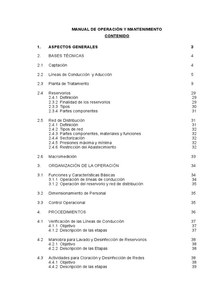Manual de Operaciones y Mantenimiento | PDF | Agua | Ingeniería Química Manual de Operaciones y Mantenimiento | PDF | Agua | Ingeniería Química