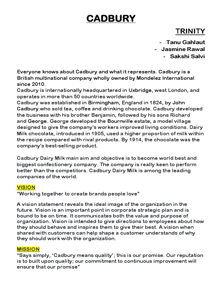 Cadbury Strategic Management Report | PDF | Chocolate | Recession
