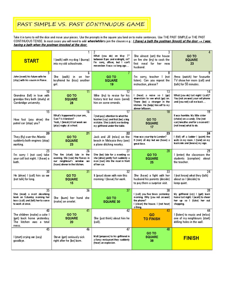 Past Simple vs. Past Continuous Game | PDF