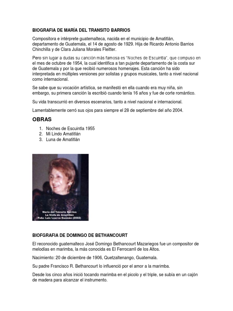 Biografia de María Del Transito Barrios | PDF | Entretenimiento (general)