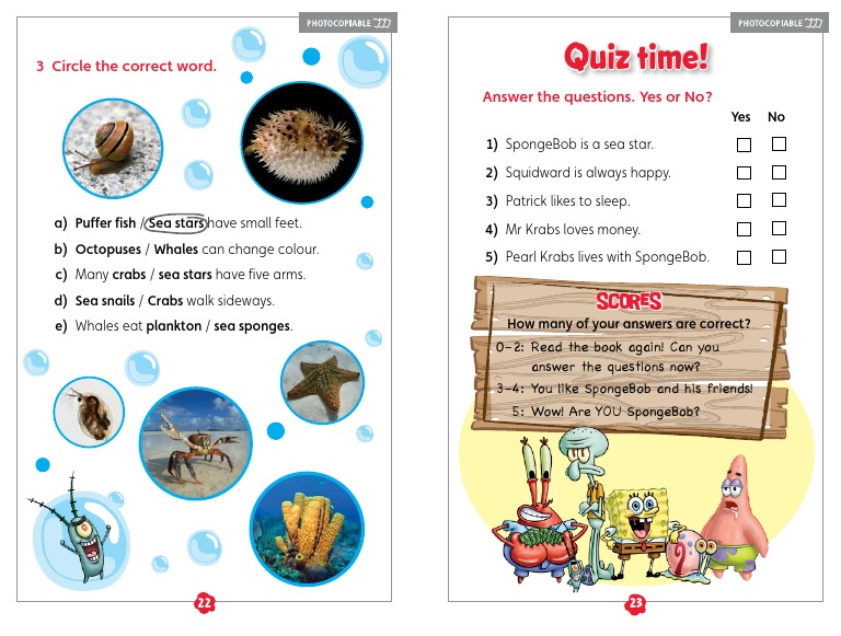 SpongeBob Quiz and Worksheet Activities | PDF | Language Arts & Discipline
