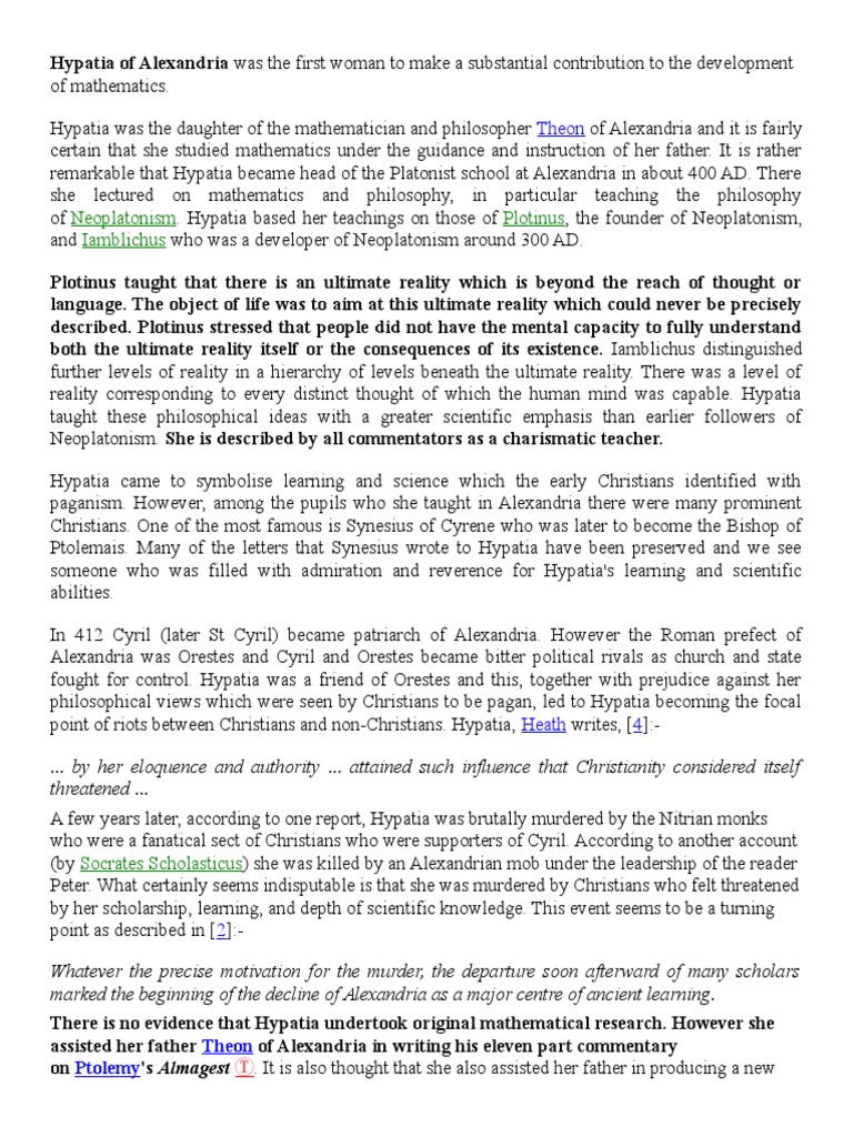 Hypatia of Alexandria: A Remarkable Female Mathematician, Philosopher ...