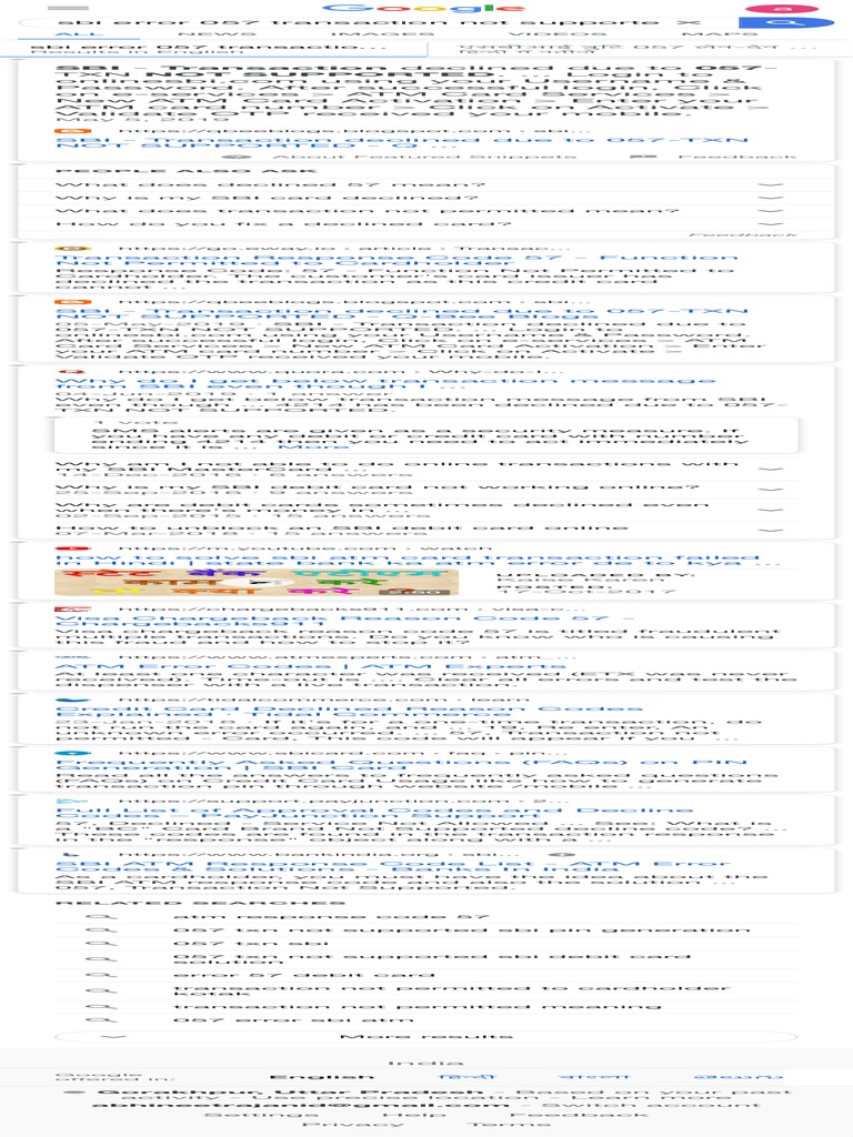 SBI Error 057: Transaction Declined | PDF | Debit Card | Personal ...