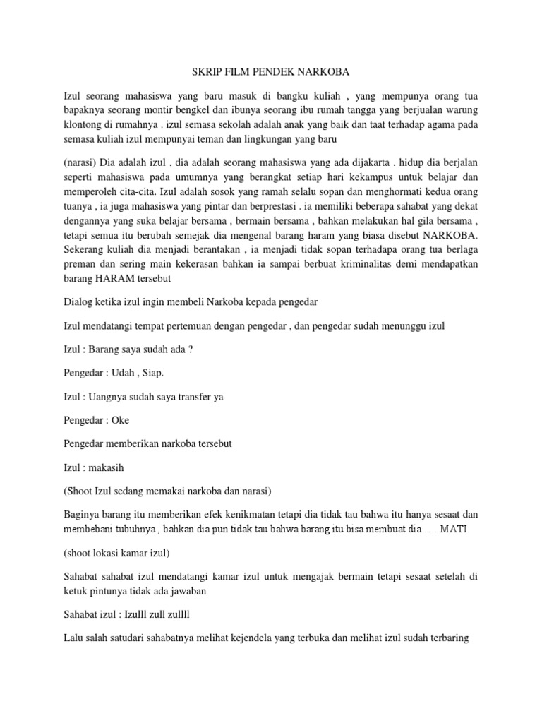 Contoh Skrip FILM PENDEK NARKOBA | PDF