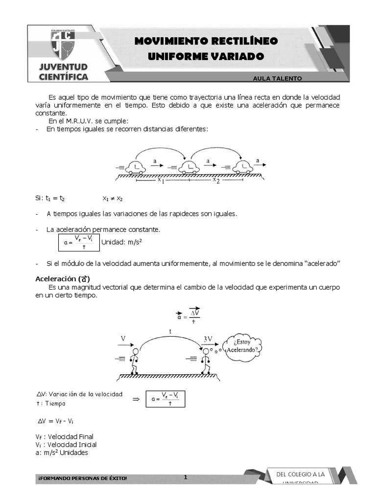 Ficha-Movimiento-Rectilineo-Uniforme vARIADO | PDF | Velocidad | Aceleración