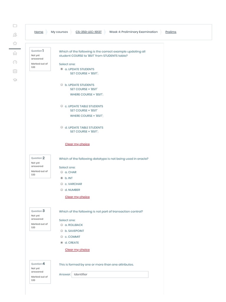 Database Exam Questions and Answers | PDF | Relational Database | Databases