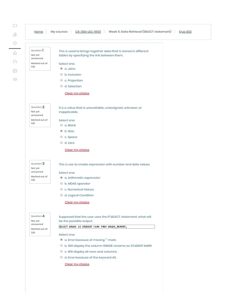 Understanding SQL: Analyzing a Self-Assessment Quiz on Data Retrieval ...