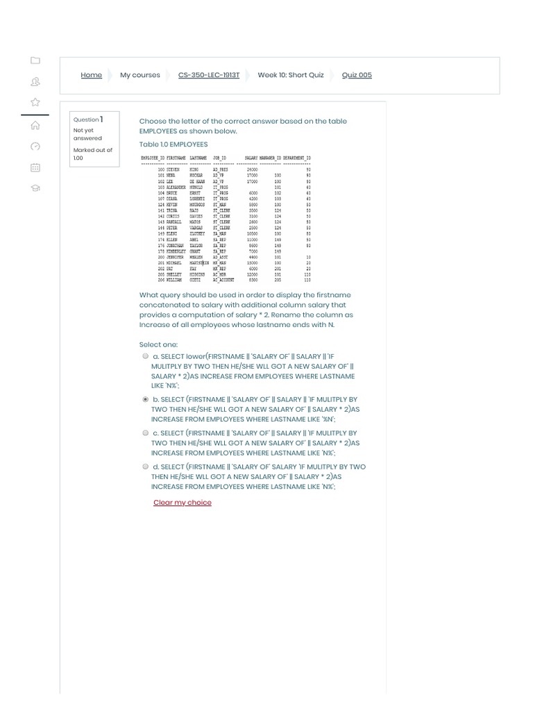 DBMS - Quiz 005 - 10 PDF | PDF | Computer Programming | Areas Of Computer Science