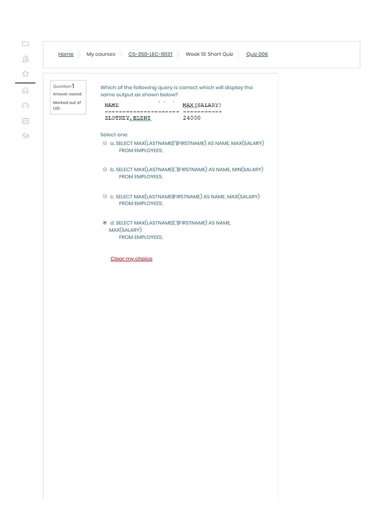 DBMS - Quiz 006 - 9 PDF | PDF | Computer Data | Data Management