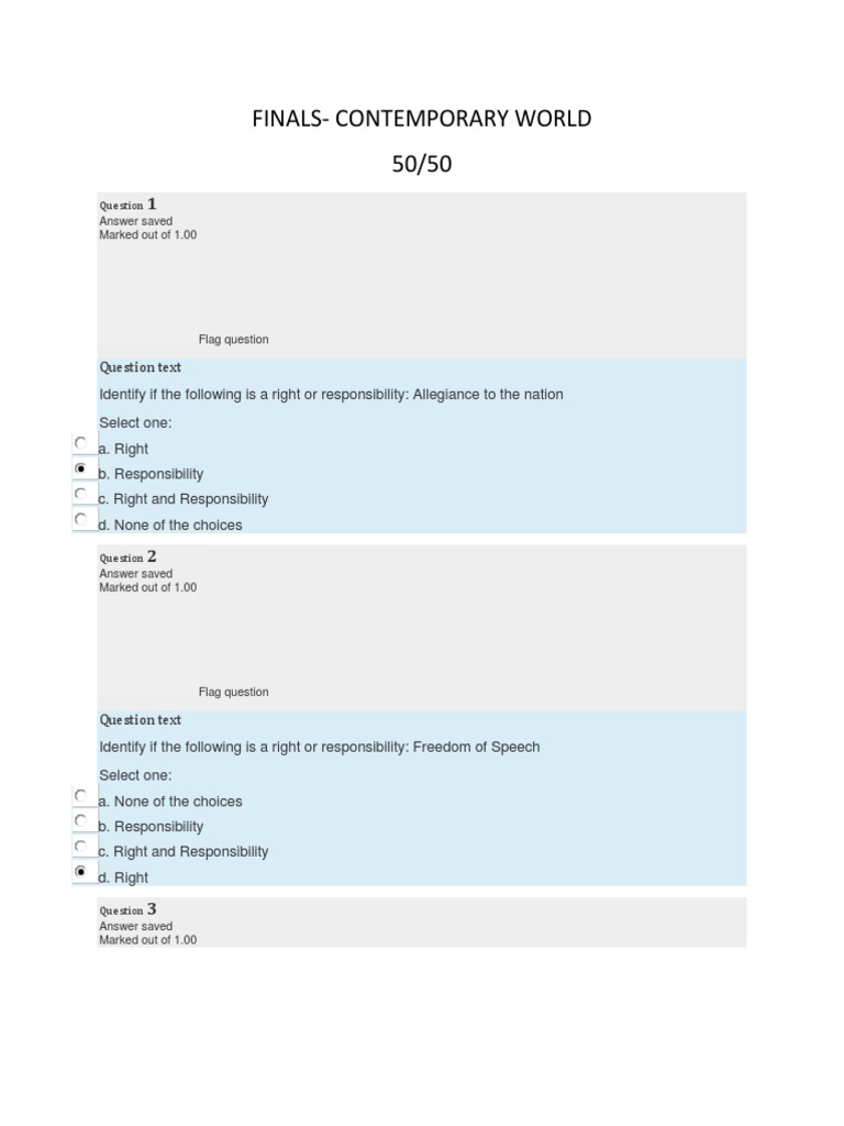 Contemporary World Final Exam Guide | PDF | Economic Development ...