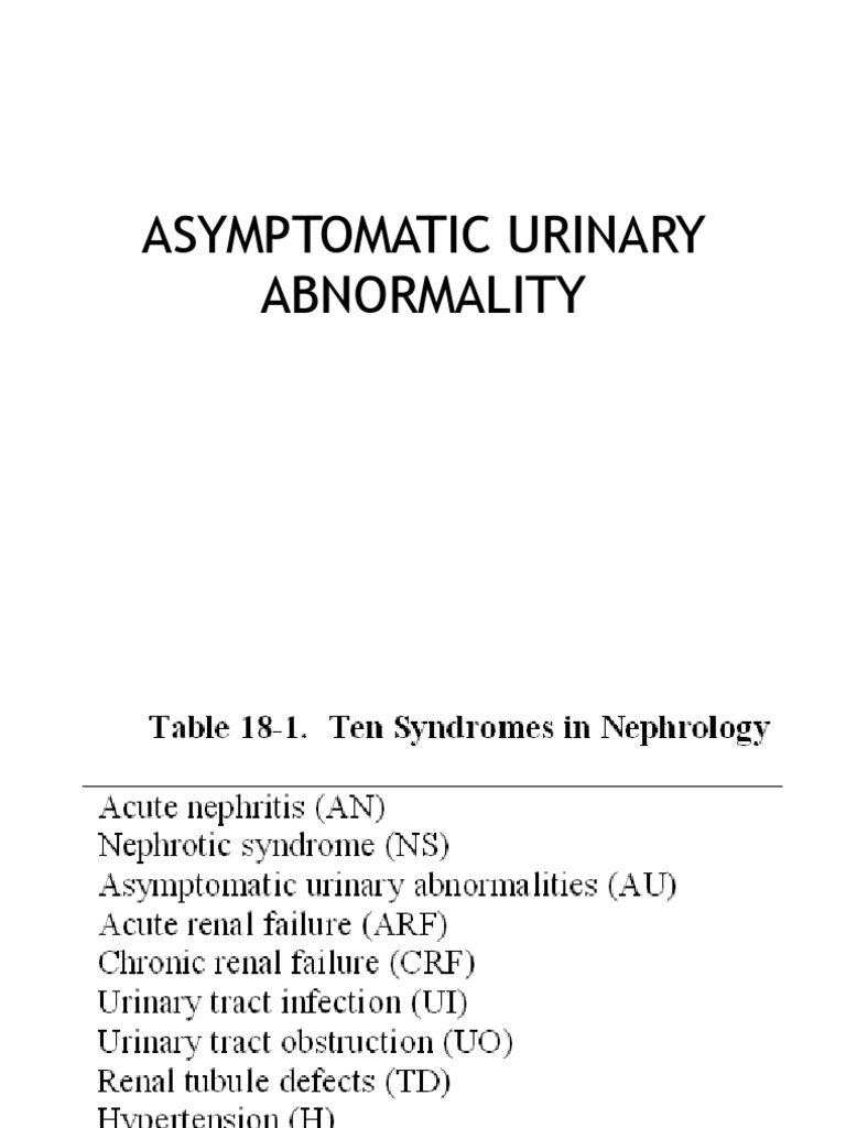 Asymptomatic Urinary Abnormality | PDF | Science & Mathematics