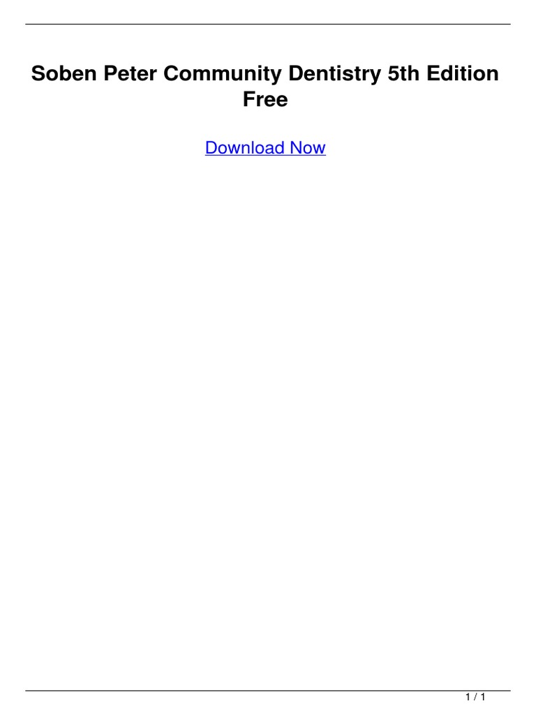 Soben Peter Community Dentistry 5th Edition Free PDF | PDF