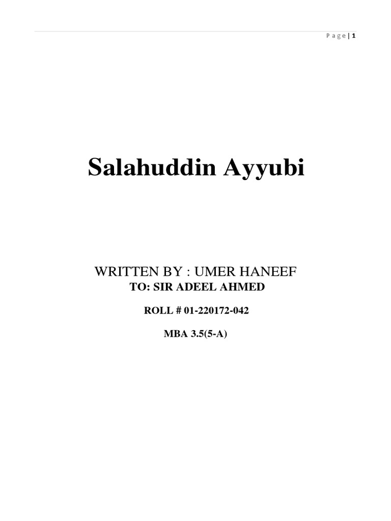 Biography of Sultan Salahuddin Ayyubi | PDF | Saladin | Religion And Belief
