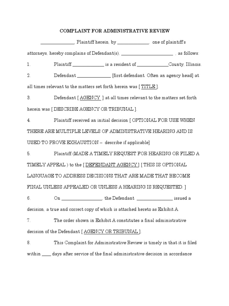 Sample Complaint Admin Review PDF | PDF | Affidavit | Complaint