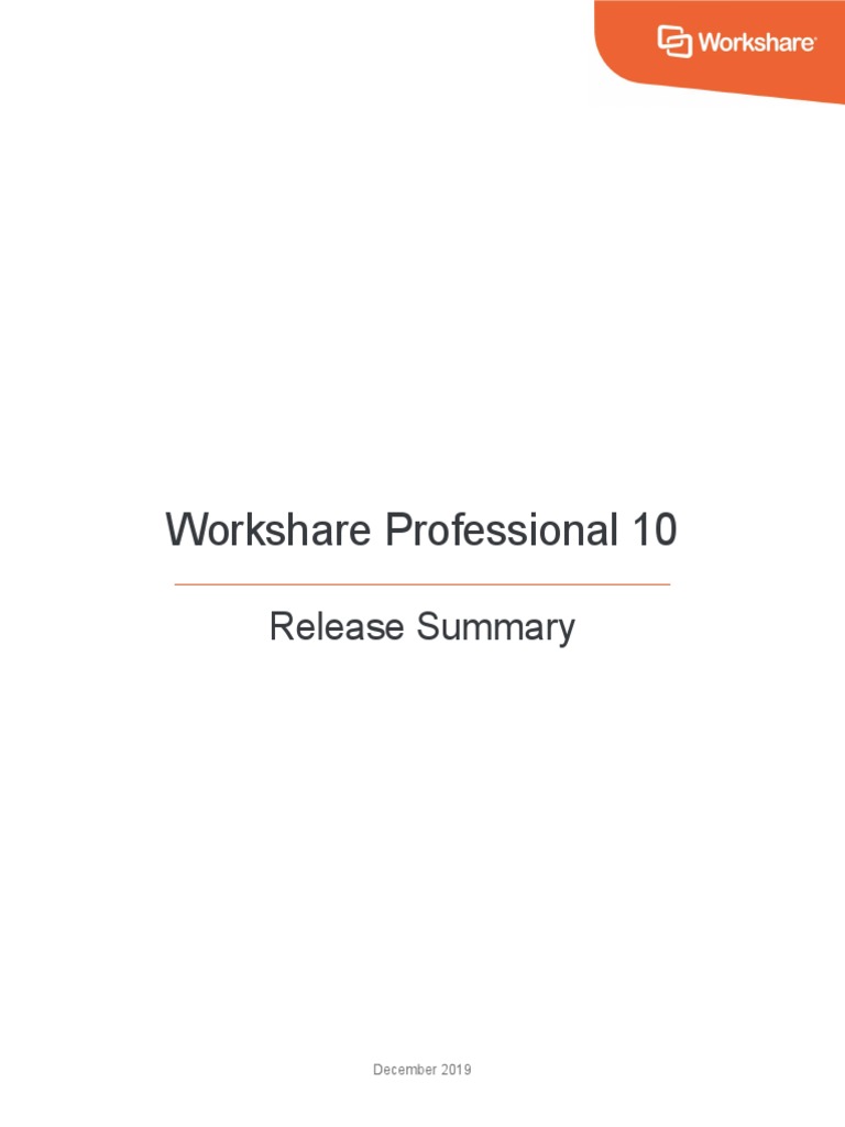 Workshare Professional 10 Release Summary: New Features and Fixes | PDF ...