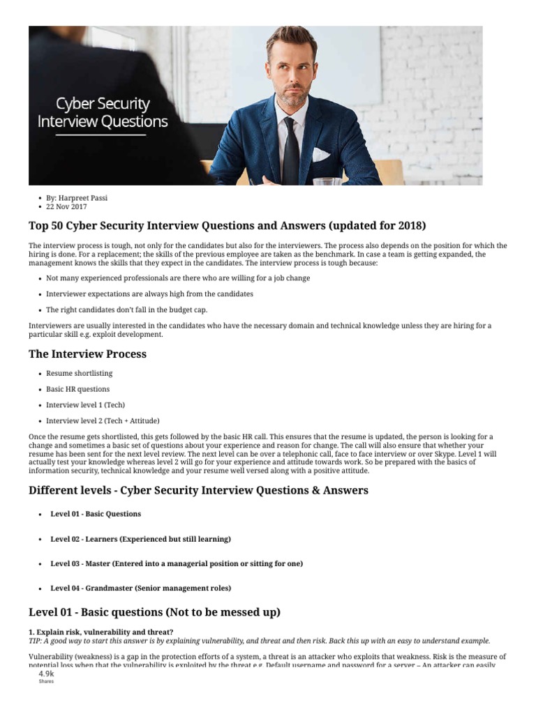 50 Cyber Security Interview Question & Answers For Sure Shot Success ...