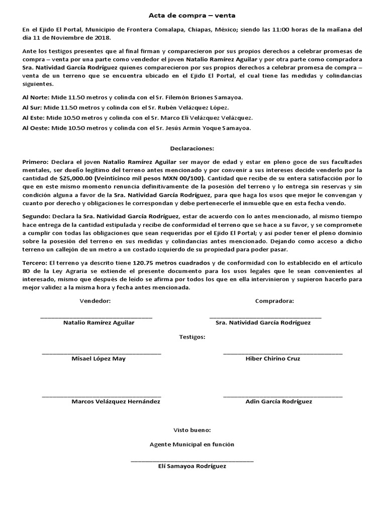 Acta de Compra - Venta | PDF | Gobierno | Agitación