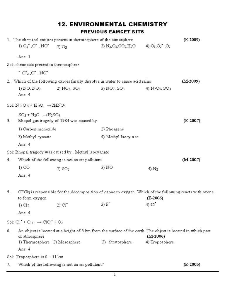 Environmental Chemistry | PDF | Stratosphere | Atmosphere Of Earth