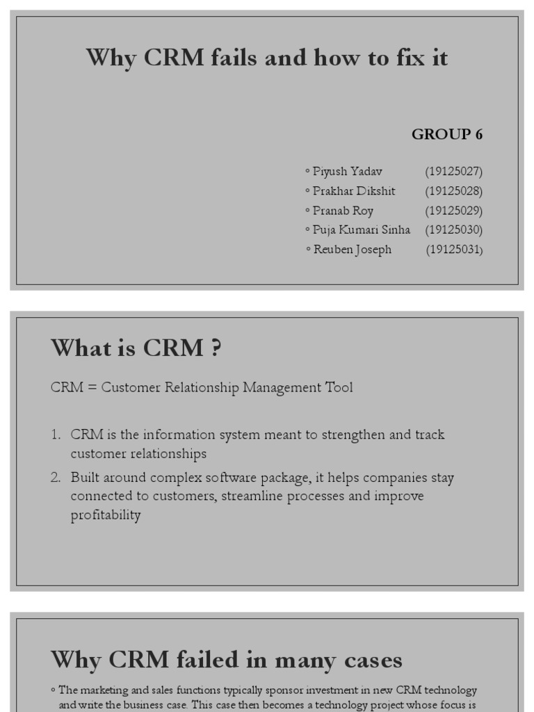 Why CRM Fails and How To Fix It | PDF | Customer Relationship ...
