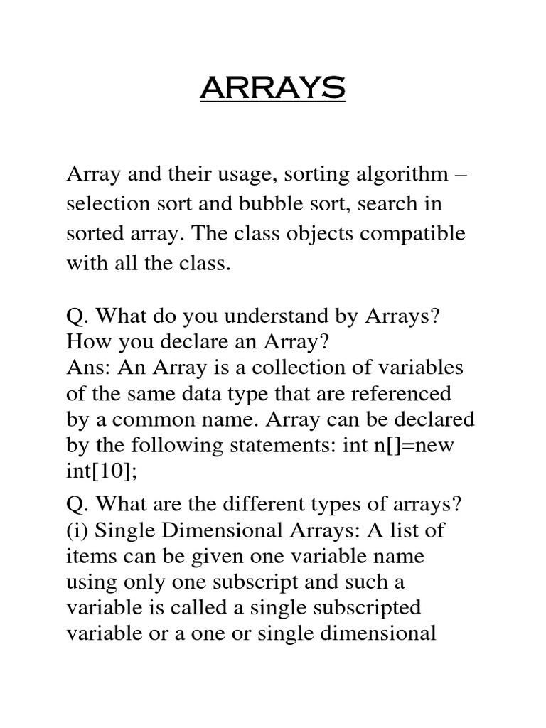 Arrays PDF | PDF | Array Data Structure | Mathematical Logic