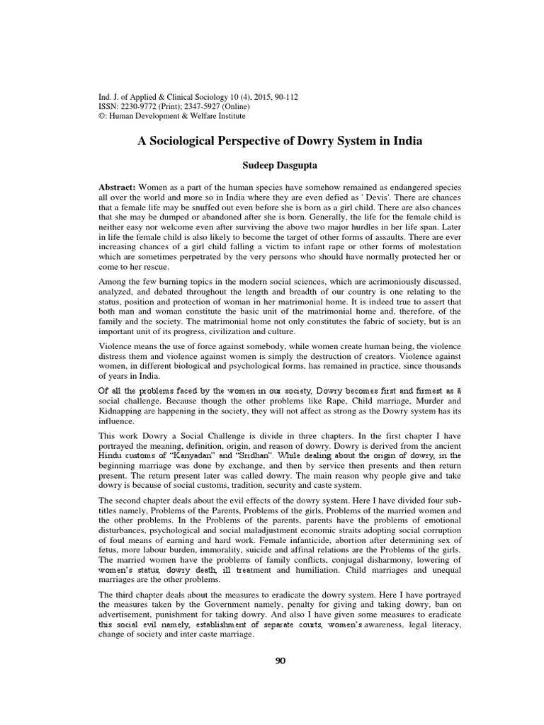 15.A Sociological Perspective of Dowry System in India | PDF | Wife ...