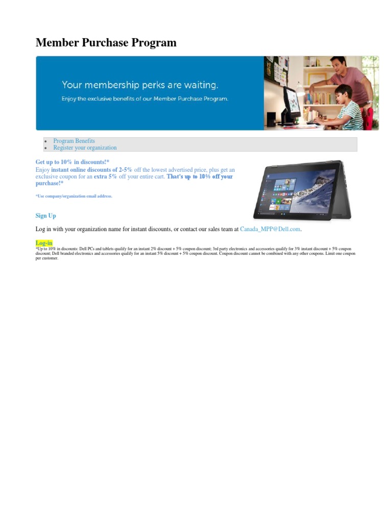 Dell Member Purchase Program | PDF | Business | Finance & Money Management