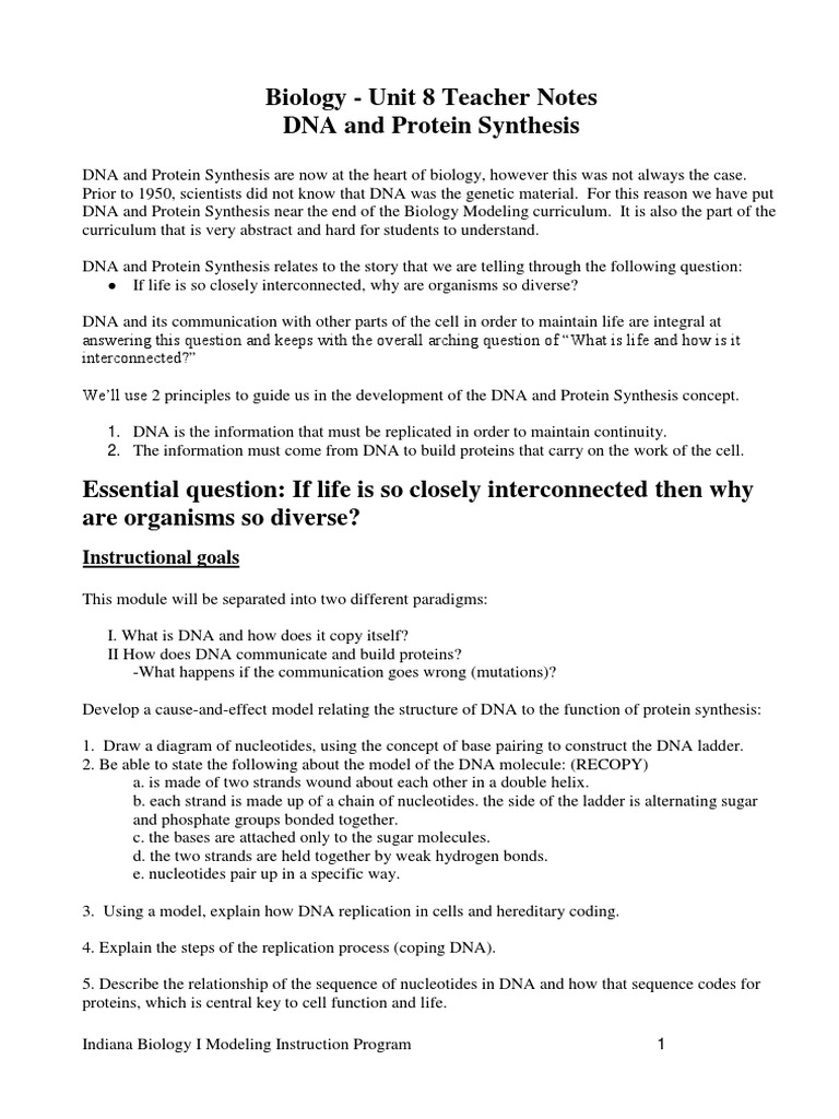 DNA and PROTEIN SYNTHESIS MODULE OVERVIEW 2012 | PDF | Translation ...