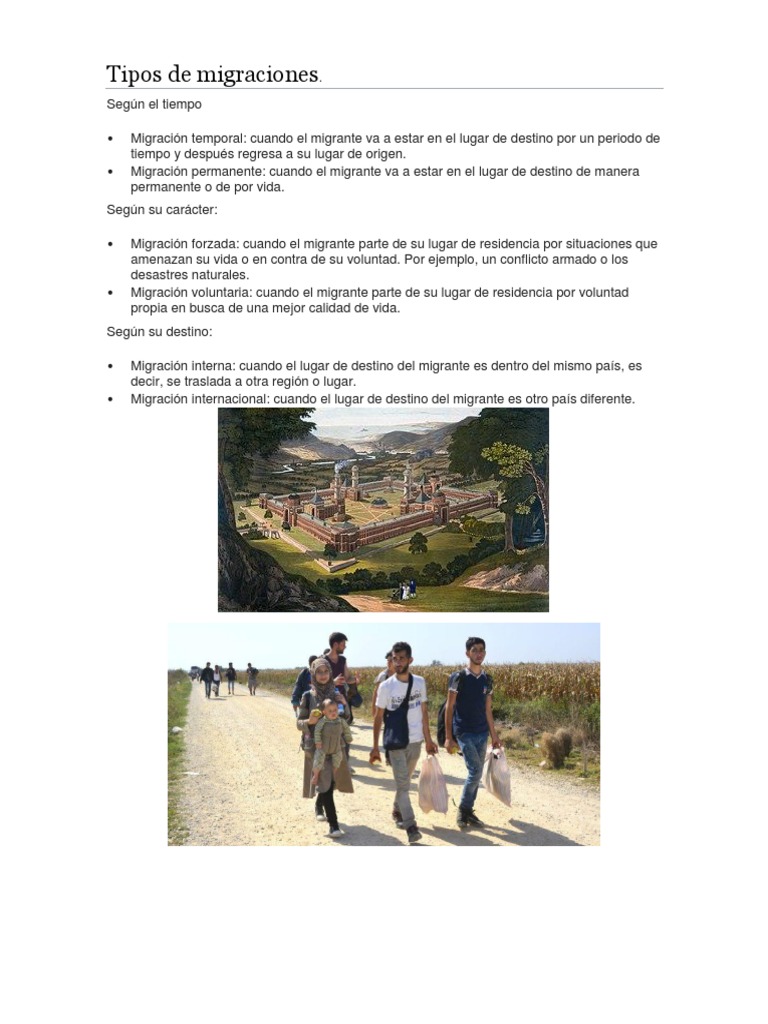 Tipos de Migración y Ejemplos Clave | PDF | Migración humana | Emigrantes