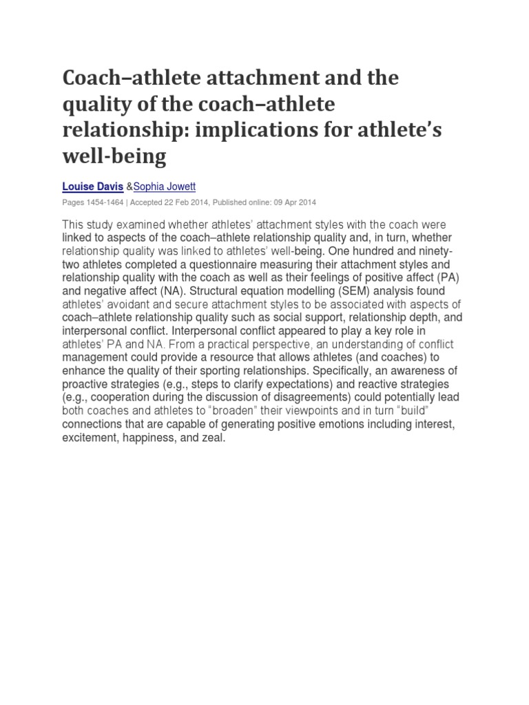 The Relationship Between Coach Leadership, the Coach-Athlete ...