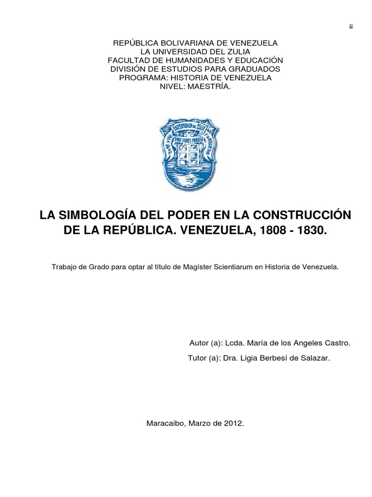 Simbología del Poder en Venezuela (1808-1830) | PDF | Venezuela | Los ...