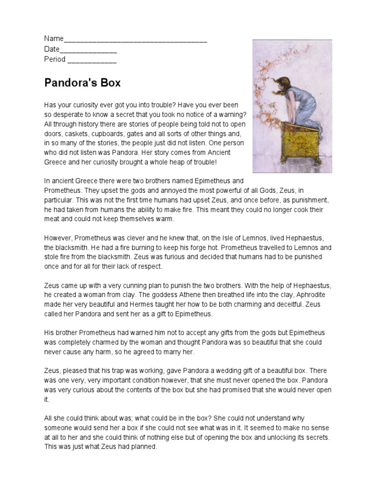 Pandoras Box | PDF | Prometheus | Mythology
