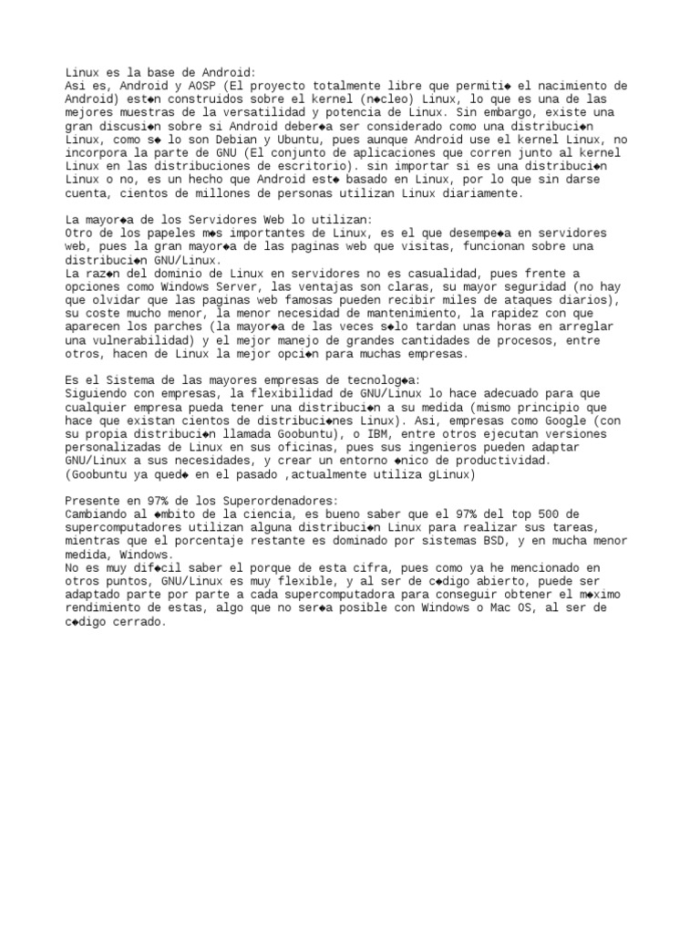 La Importancia de Linux | PDF | Supercomputadora | Android (sistema ...