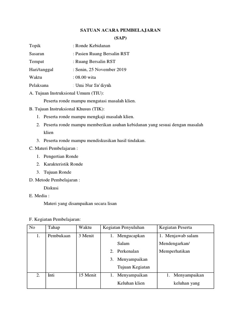 Sap Ronde Kebidanan | PDF