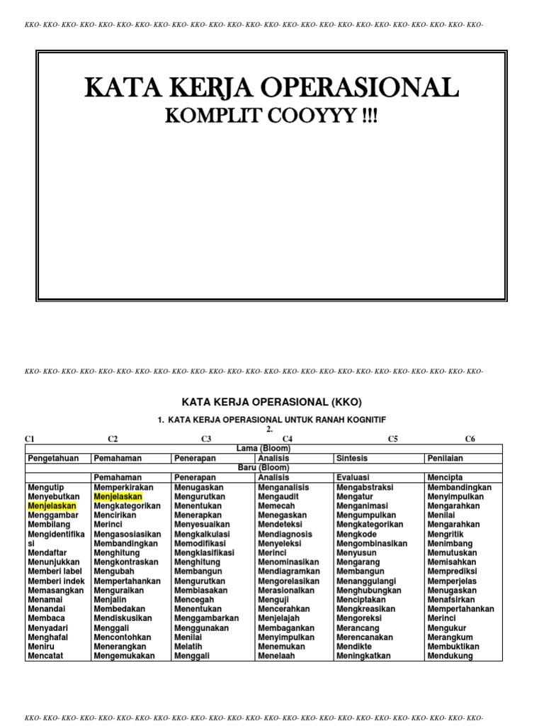 Daftar Kata Kerja Operasional KKO | PDF