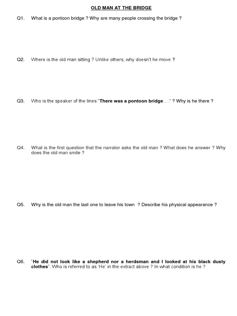 Old Man at The Bridge Imp Qs | PDF