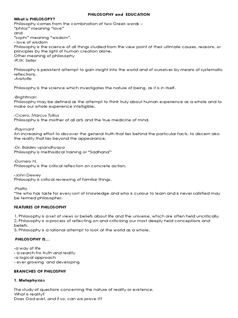 PHILOSOPHY and EDUCATION Handout | PDF | Justification | Epistemology