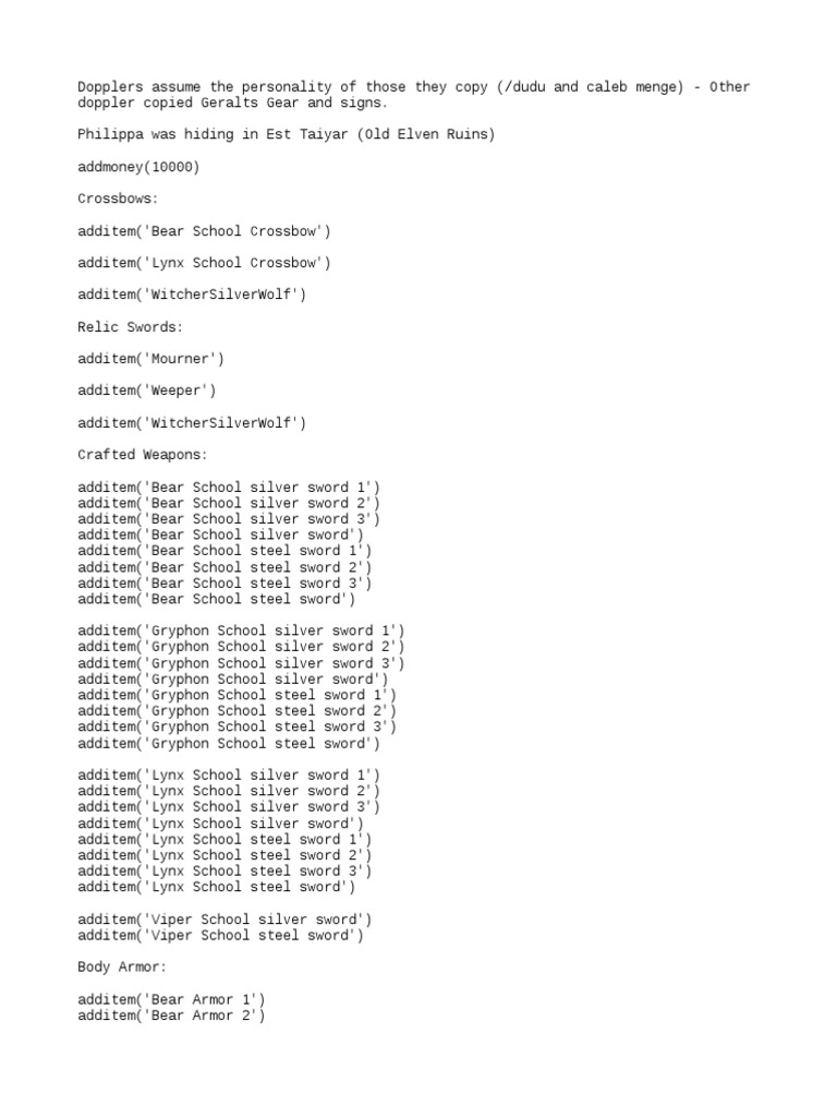 Witcher 3 Console Codes | PDF | Sports | Leisure
