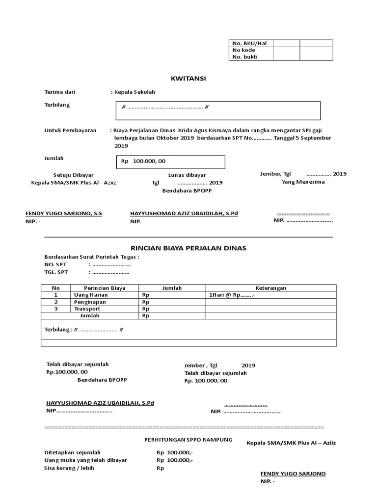 KWITANSI Perjalanan Dinas | PDF