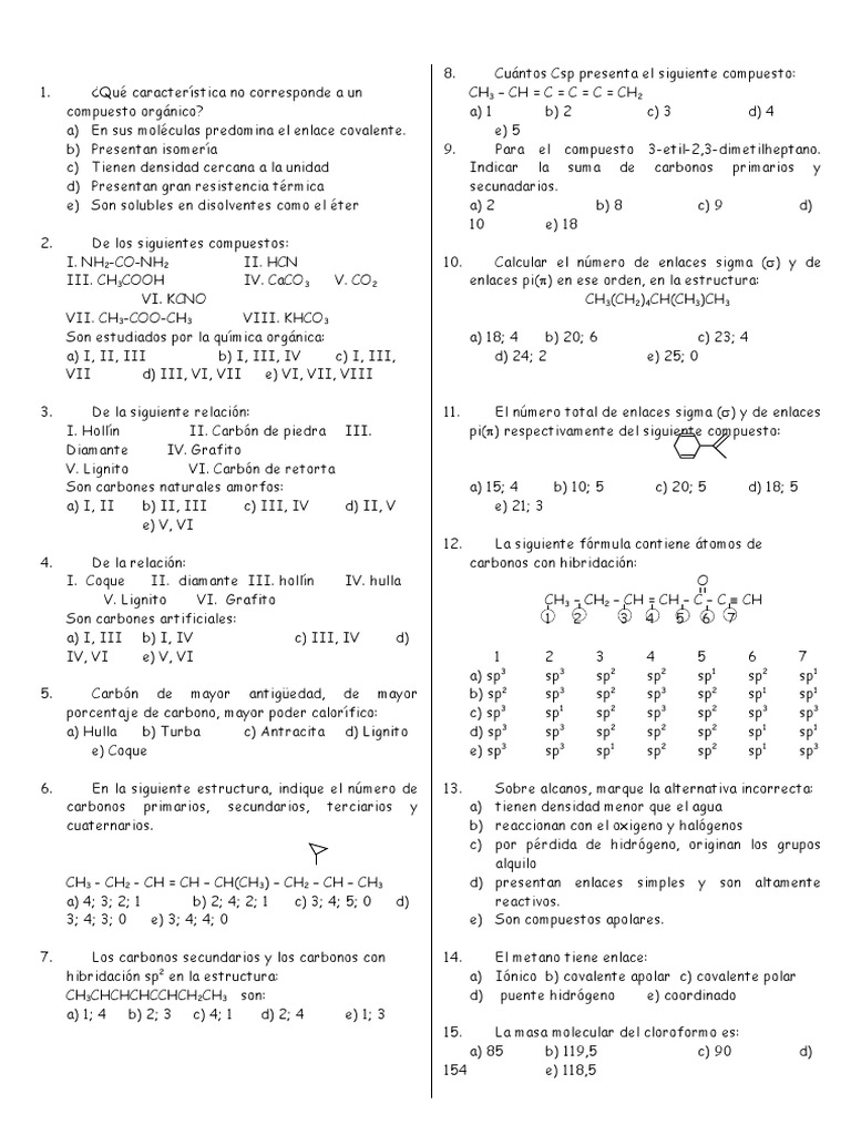 Practica Repaso 2° | PDF | Carbón | Metano