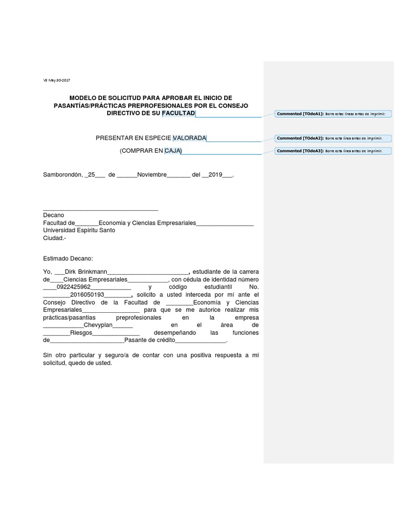 2 Modelo Solicitud Especie Valorada para Aprobar Inicio PPP | PDF