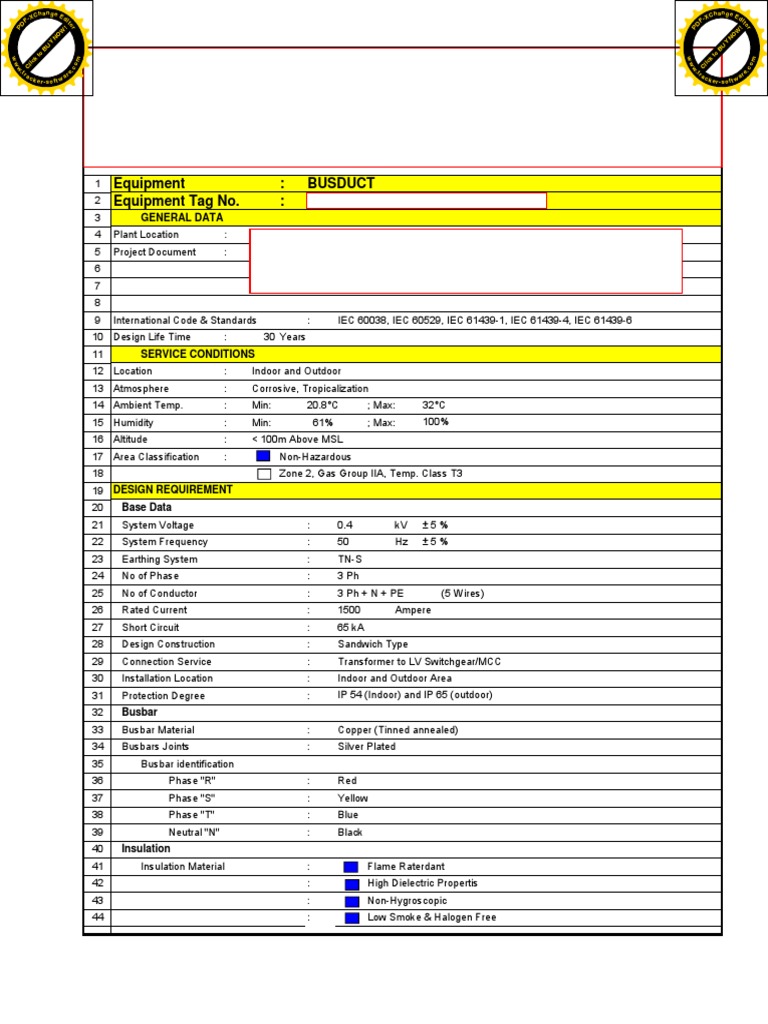 Data Sheet Busduct | PDF | Insulator (Electricity) | Alternating Current