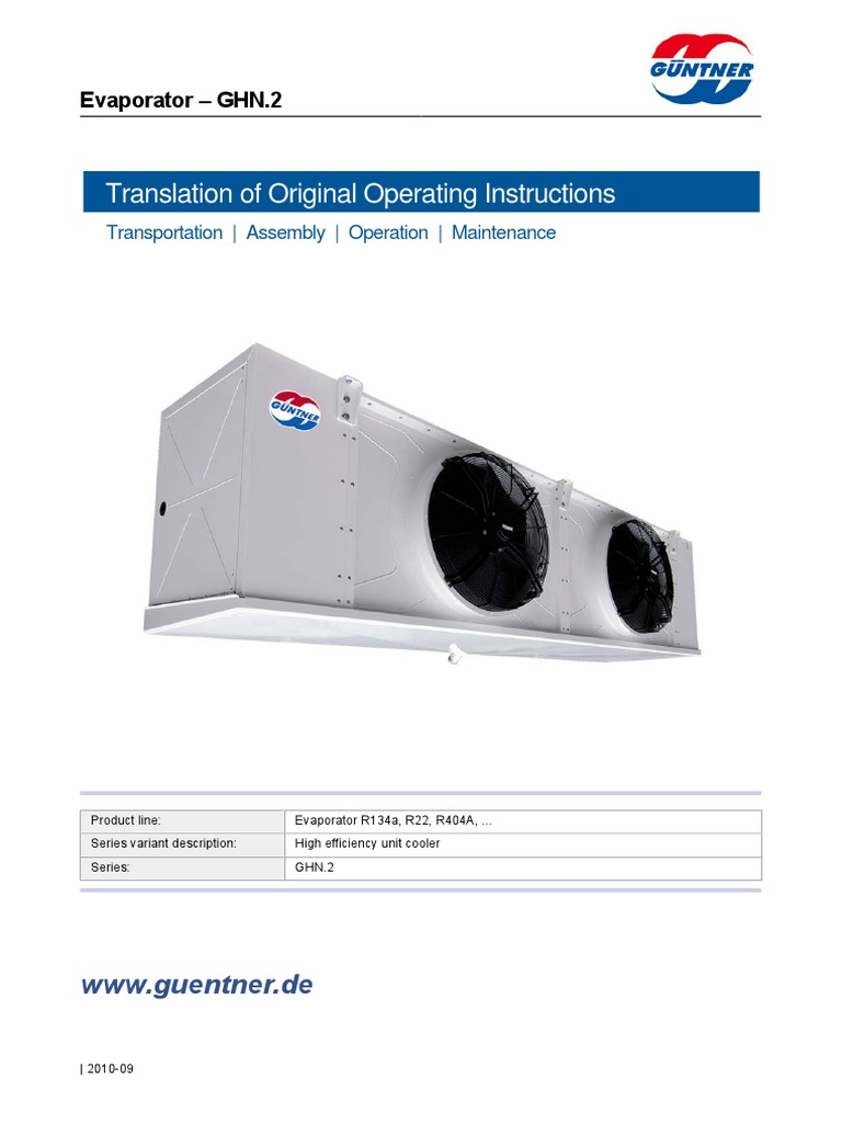 2010 10 05-Guentner GHN Manual2009 EN | PDF | Screw | Electric Motor