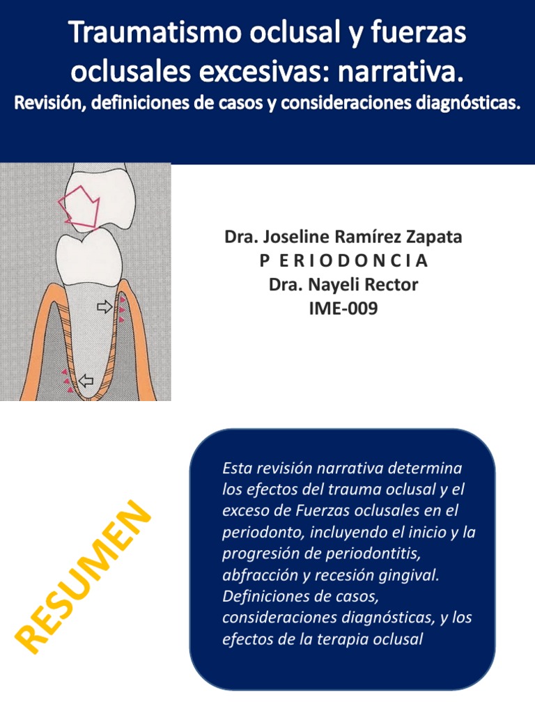 Traumatismo Oclusal y Fuerzas Oclusales Excesivas | PDF ...