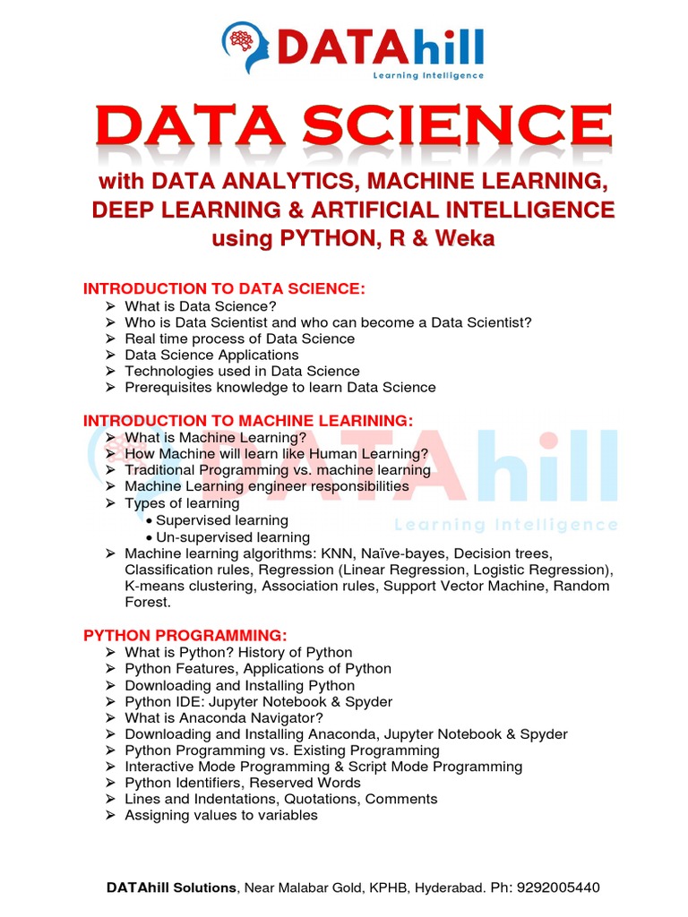 DATA SCIENCE With DA, ML, DL, AI Using Python & R PDF | PDF | R ...