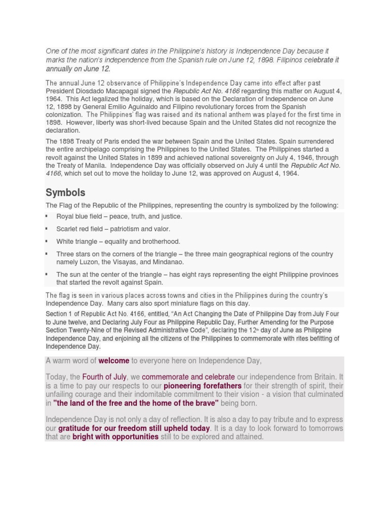 Independence Day Master of Ceremony | PDF | Philippines