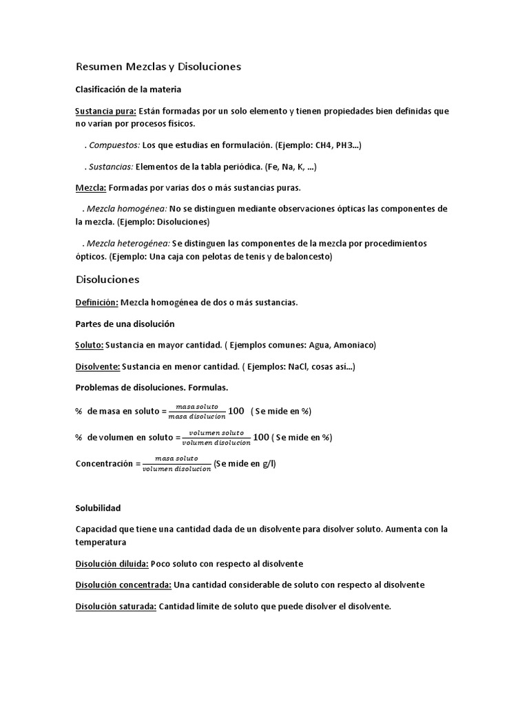 Mezclas y Disoluciones 3º Eso | PDF | Mezcla | Solución