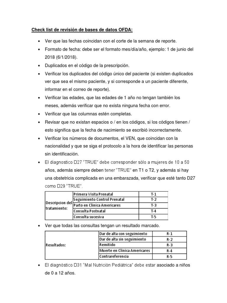 Check List para Correciones de Bases de Datos | PDF | Bases de datos ...