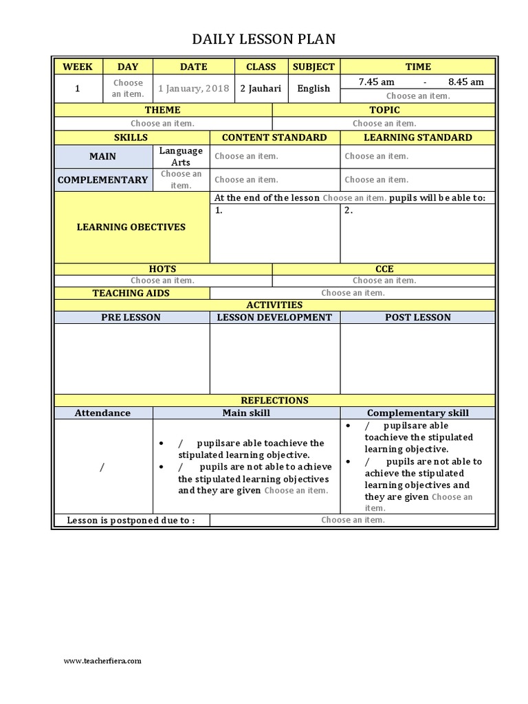 RPH Template Blank Fiera 2018 | PDF | Lesson Plan | Education Theory